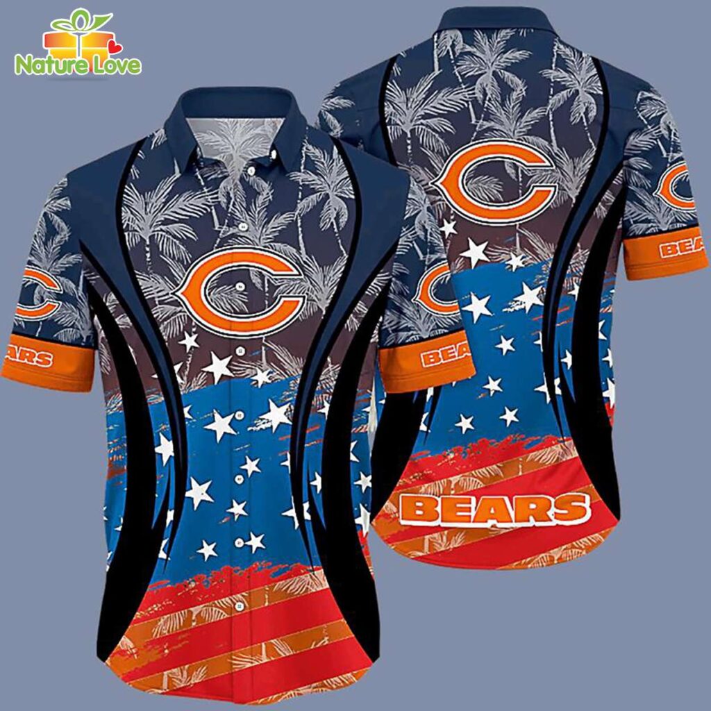 Chicago Bears Flag Tropical Palm Chicago Bears Hawaiian Shirt - Unique ...