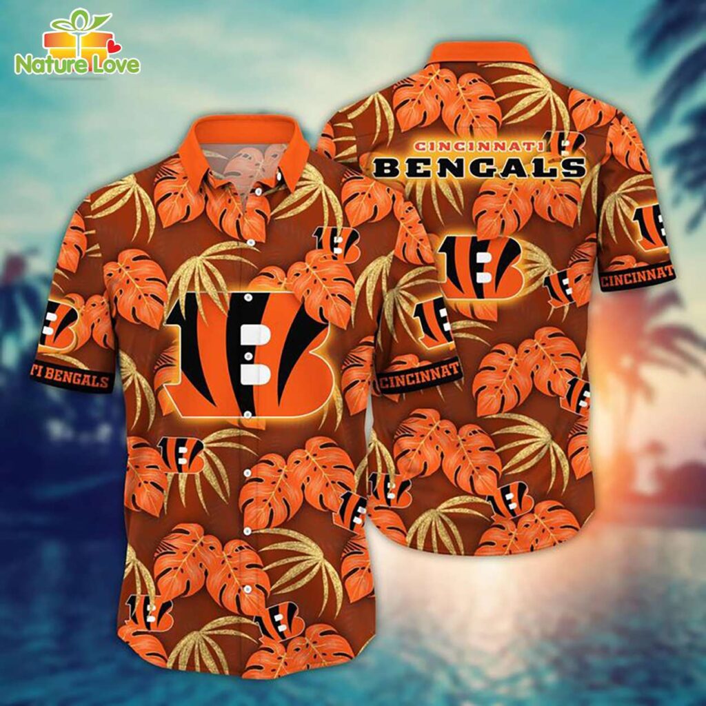 Cincinnati Bengals Tropical Leaves Orange Hawaiian Shirt - Unique Gifts ...