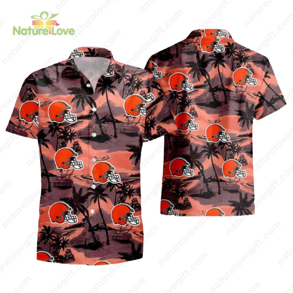 NFL Cleveland Browns Tropical Island Sunset Beach Hawaiian Shirt ...