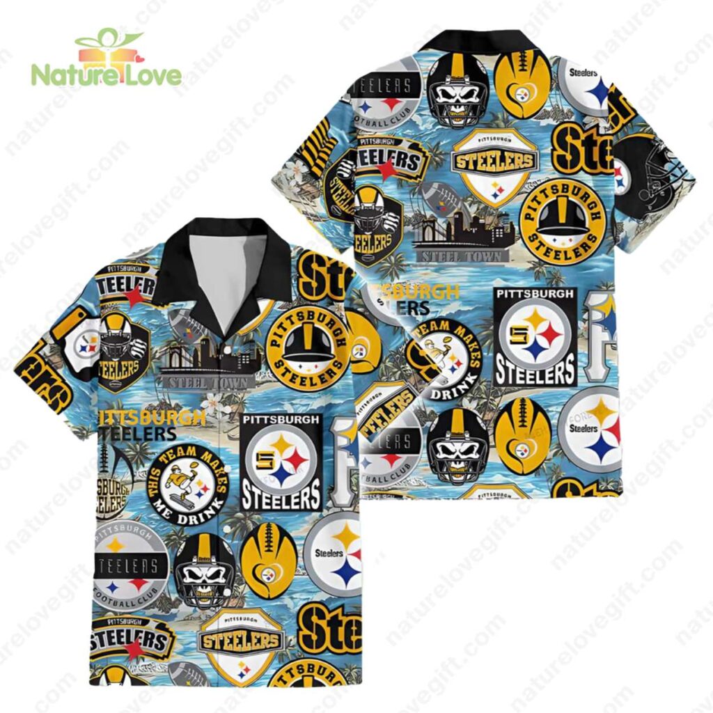 Pittsburgh Steelers Logo Signature Tropical Island Hawaiian Shirt ...