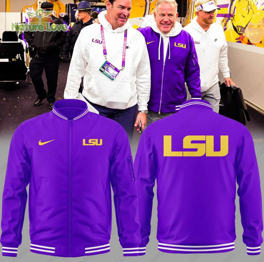 LSU Tigers Brian Kelly Football Coach Purple Baseball Jacket - Unique ...