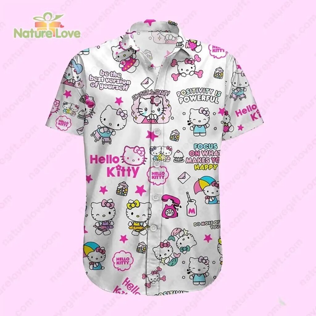 Be The Best Version Of Yourself Positive Hello Kitty Hawaiian Shirt ...
