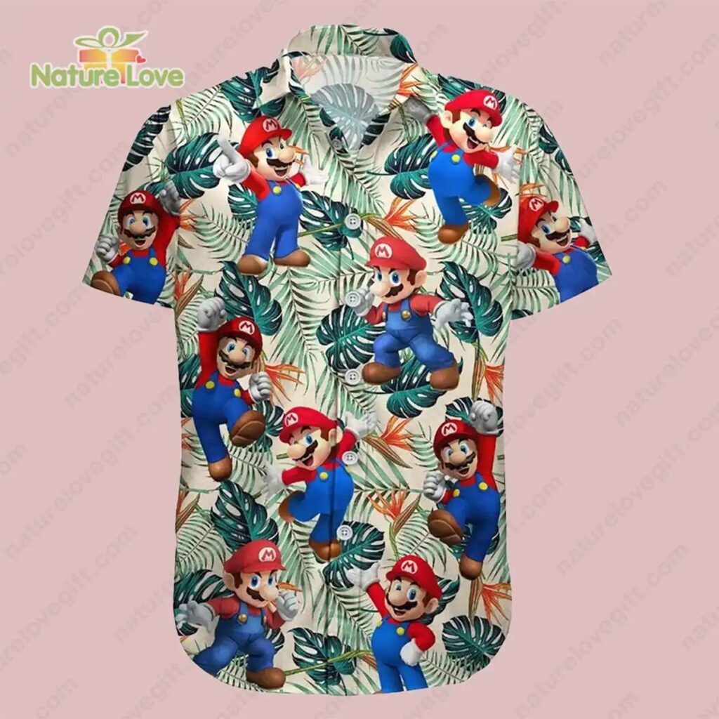 Mario Character Tropical Leaves Super Mario Hawaiian Shirt - Unique ...