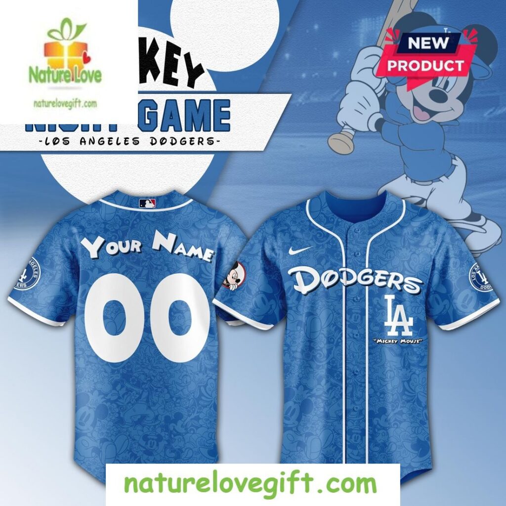 Custom Los Angeles Dodgers Mickey Night Game Baseball Jersey - Unique ...