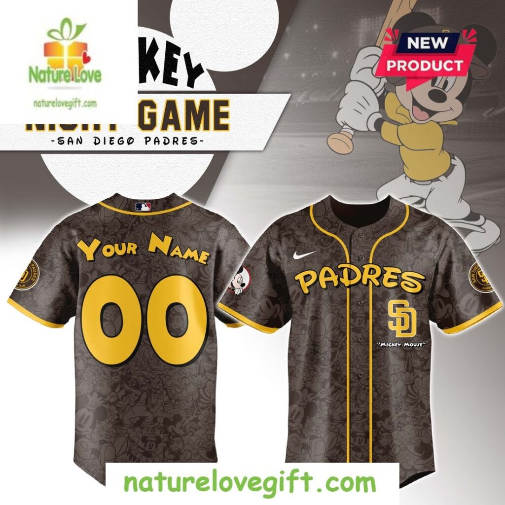 Custom San Diego Padres Mickey Night Game Baseball Jersey - Unique ...