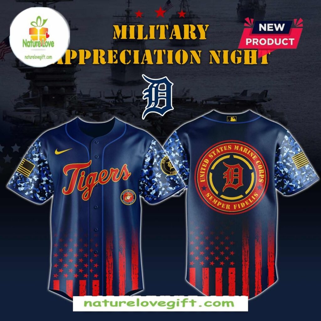 Detroit Tigers MLB Marine Corps Military Appreciation Baseball Jersey ...