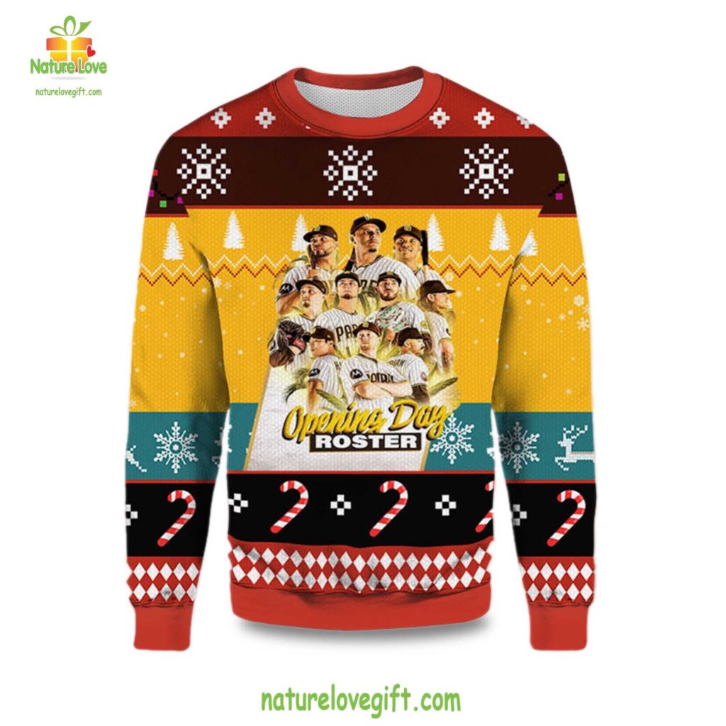 San Diego Padres Ugly Christmas Sweater Opening Day Roster Fan Gift ...