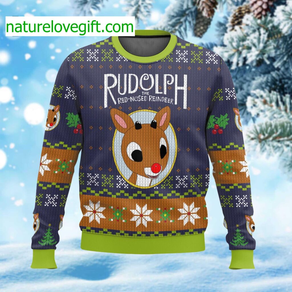 Rudolph The Red-Nosed Reindeer Ugly Christmas Sweater - Unique Gifts ...